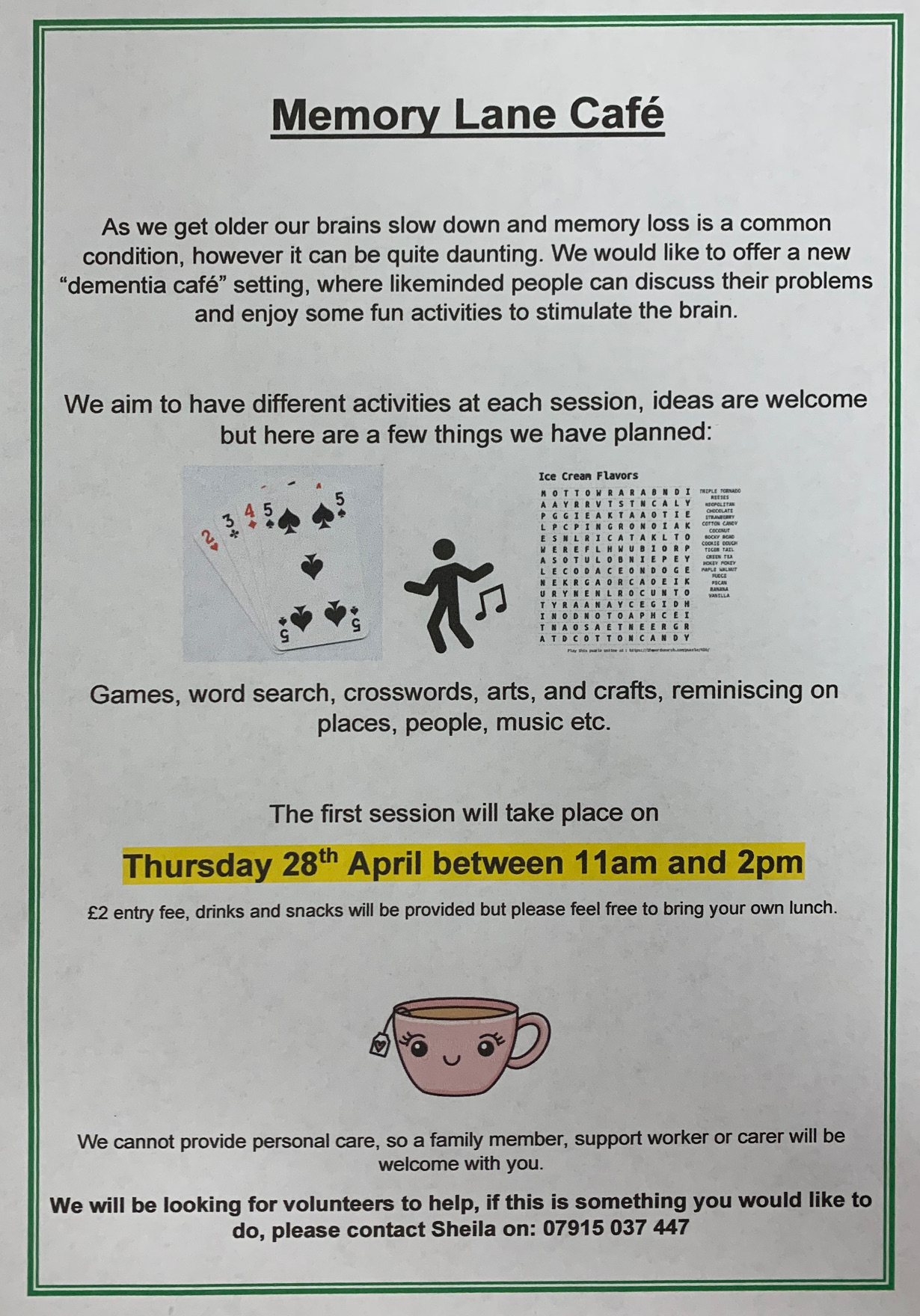 Memory Lane Café | Nottingham Irish Centre